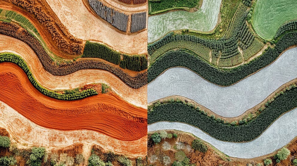 Organic Patterns Formed by Alternating Crop Rows . Stock Photo - Image ...
