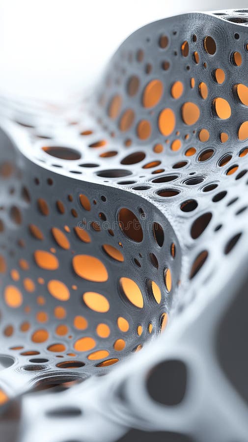 Organic Perforated Form with Glowing Orange Backdrop Stock Illustration ...