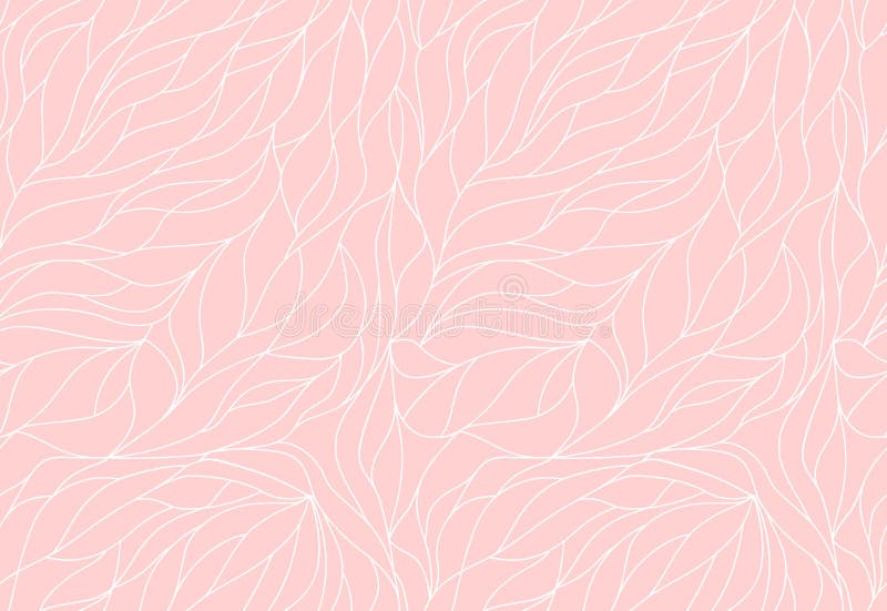 Organic Petals Pattern with White Wavy Lines and Scrolls Leaves on Pink ...