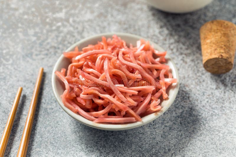 Organic Pink Pickled Ginger Stock Image - Image of marinated ...