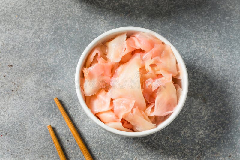 Organic Pink Spicy Pickled Ginger Stock Image - Image of slice, object ...