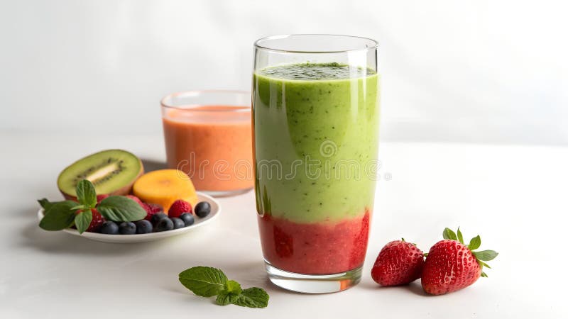 Organic Plant-based Smoothie in a Glass Minimalistic Style Stock ...