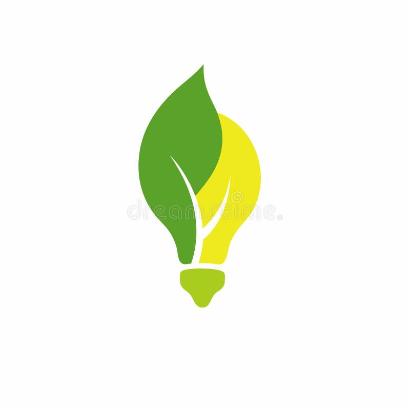 Organic Power Logo Design Leaf with Bulb Vector on White Background ...