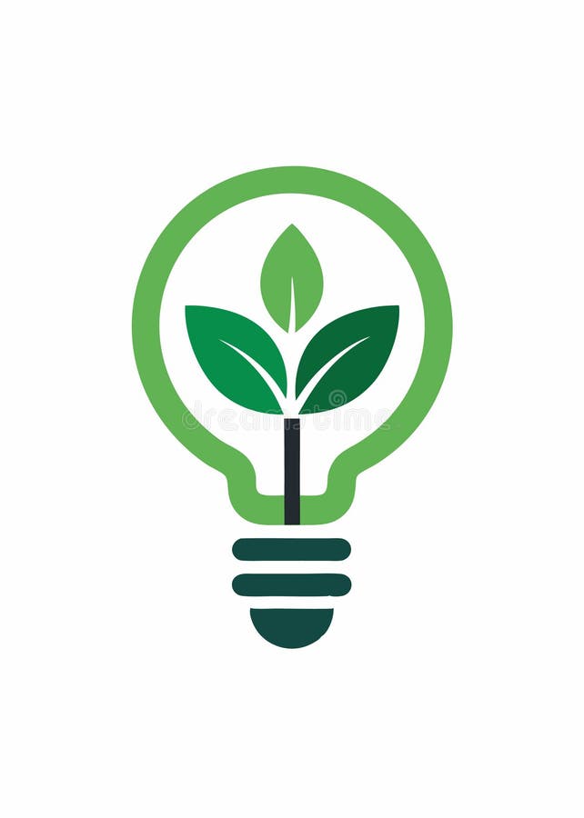 Organic Power Logo Design Leaf with Bulb Vector on White Background ...