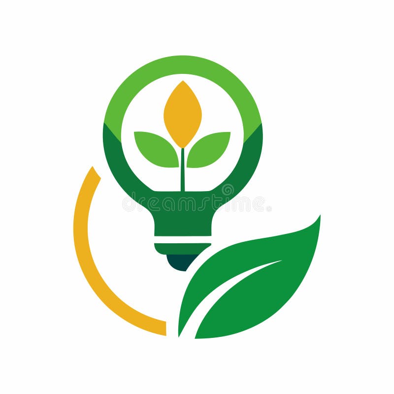 Organic Power Logo Design Leaf with Bulb Vector on White Background ...