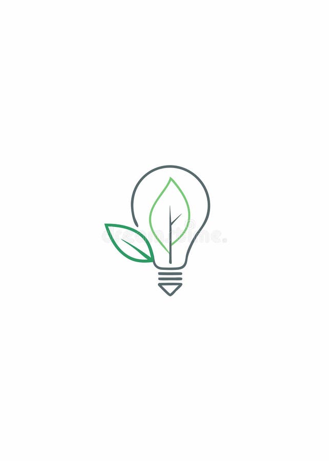 Organic Power Logo Design Leaf with Bulb Vector on White Background ...