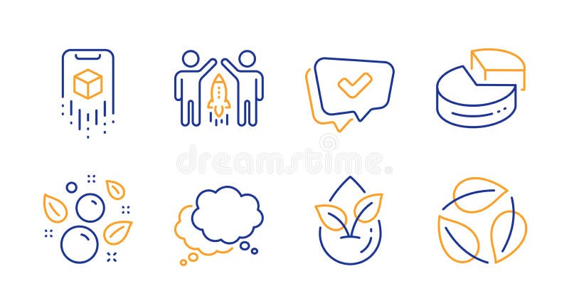 Organic Product, Approved and Augmented Reality Icons Set. Speech ...