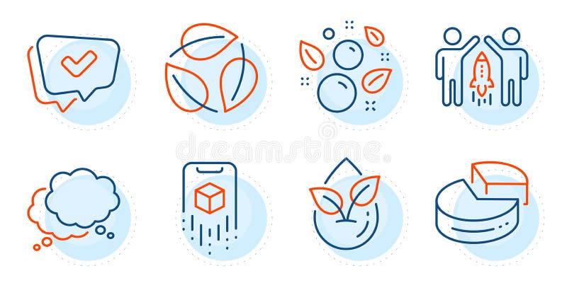 Organic Product, Approved and Augmented Reality Icons Set. Speech ...