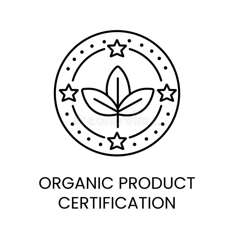 Organic Product Certified Icon Line in Vector with Editable Stroke for ...