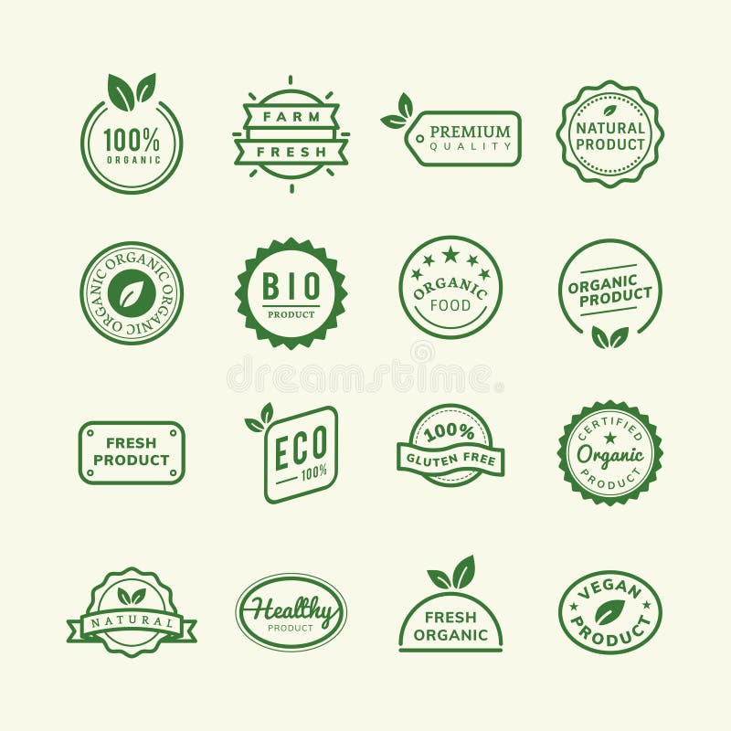 Organic Product Stamp Emblems Set Illustration Stock Vector ...