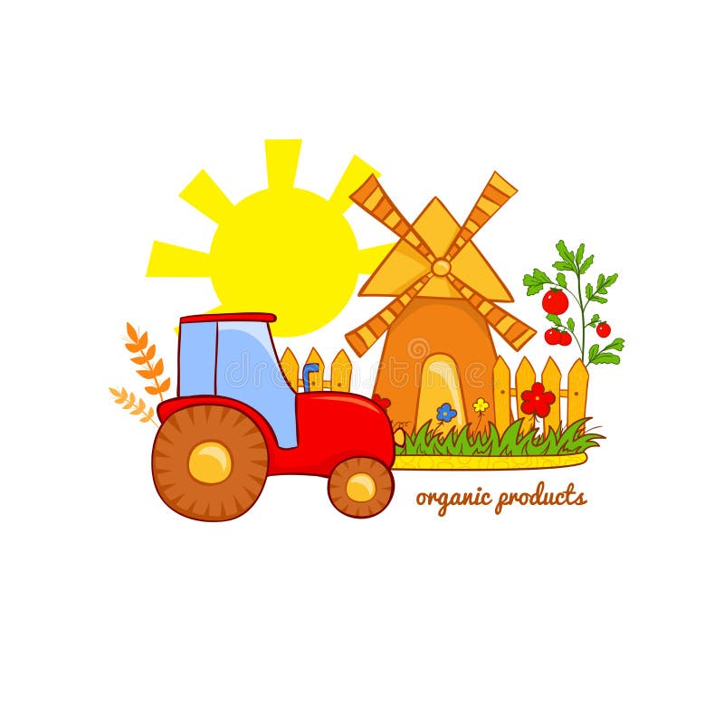 Farm Fresh Vector Illustration with Rural Stock Vector - Illustration ...