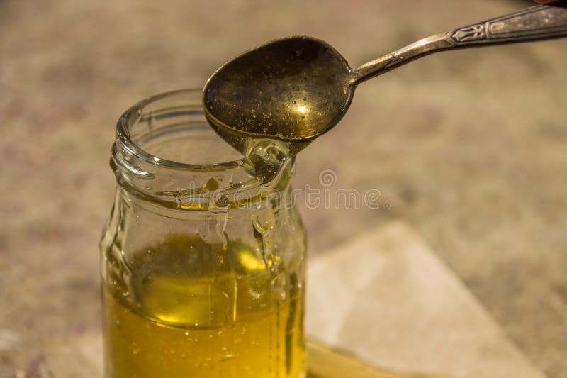 Organic Pure Honey in Jar. Close Up Stock Photo - Image of delicious ...