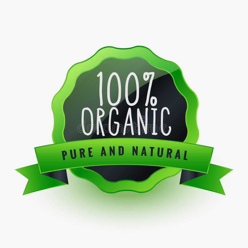 100 Organic Quality Food Green Sticker or Label Design Stock Vector ...