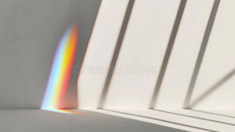 Organic Rainbow Overlay: Diagonal Shadow and Light on White Wall for ...