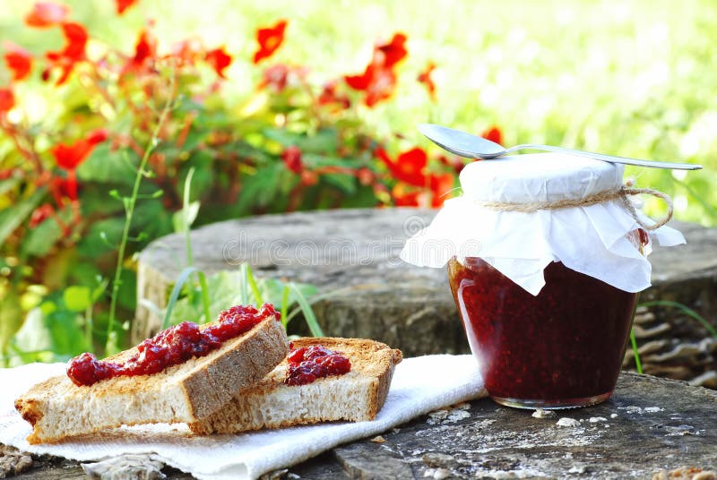 Organic raspberry jam stock photo. Image of card, fruit - 33971944