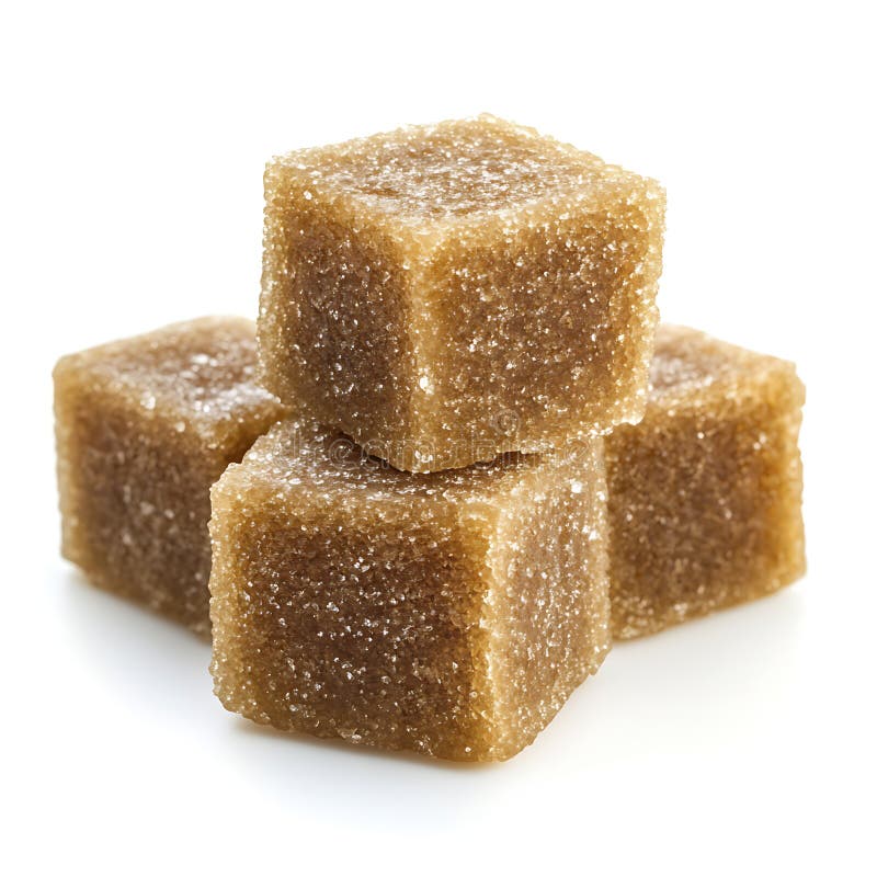 Organic Raw Cane Sugar Cube Against Crisp White Stock Photo - Image of ...