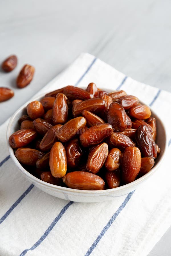 Organic Raw Date Fruit in a Bowl, Side View Stock Image - Image of ...