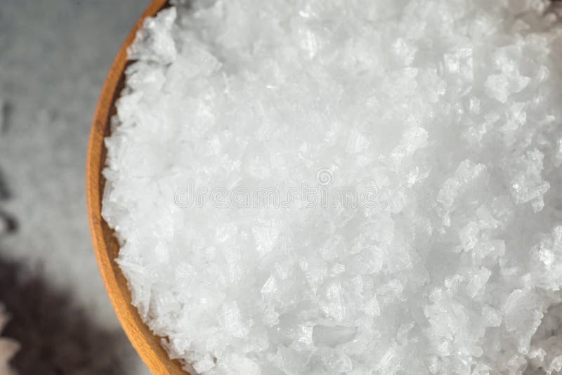 Organic Raw Flakey Sea Salt Stock Photo - Image of wood, spice: 244001984