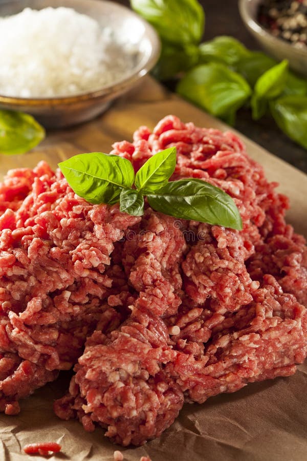Organic Raw Grass Fed Ground Beef Stock Image - Image of beef, mince ...
