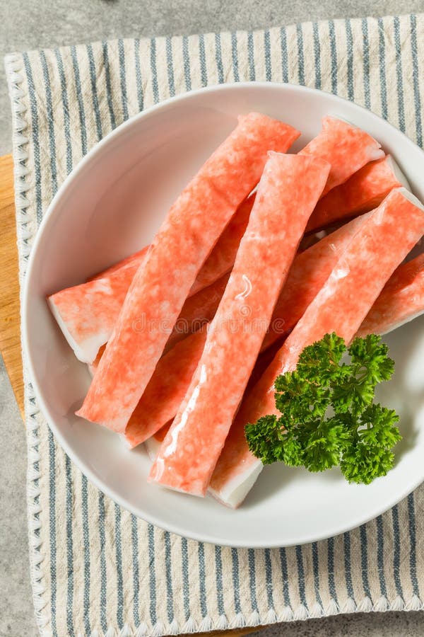 Organic Raw Imitation Crab Meat Sticks Stock Photo - Image of sticks ...