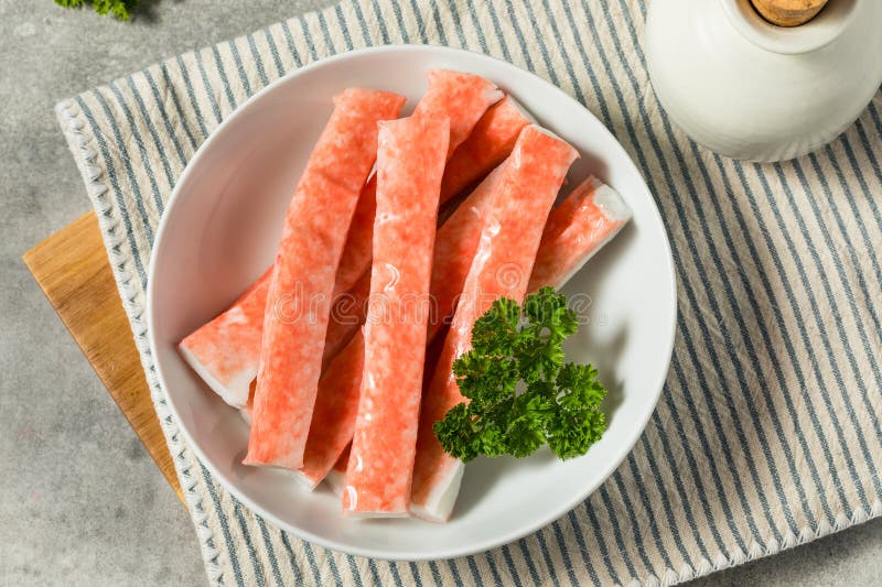 Organic Raw Imitation Crab Meat Sticks Stock Image - Image of heap ...