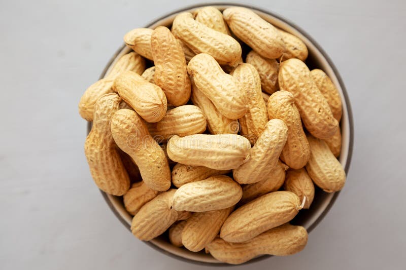 Organic Raw Peanuts in a Bowl, Top View Stock Image - Image of overhead ...