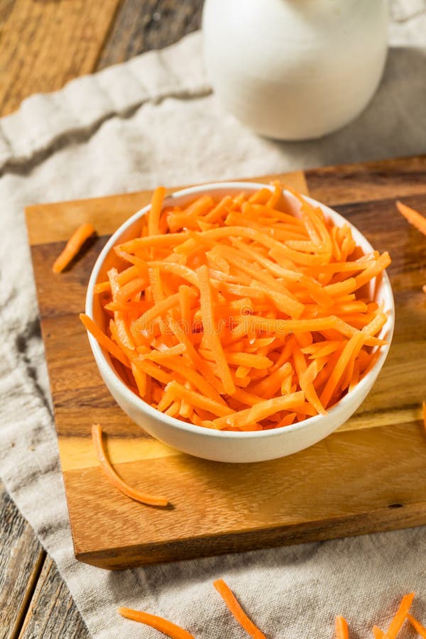 Organic Raw Shredded Carrot Shreds Stock Photo - Image of color, fresh ...