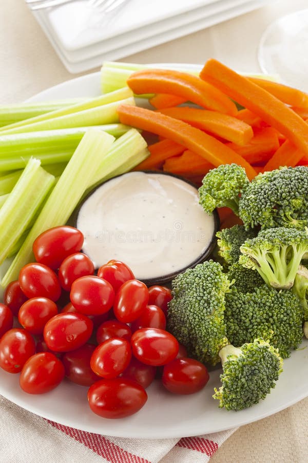 Organic Raw Vegetables with Ranch Dip Stock Image - Image of celery ...