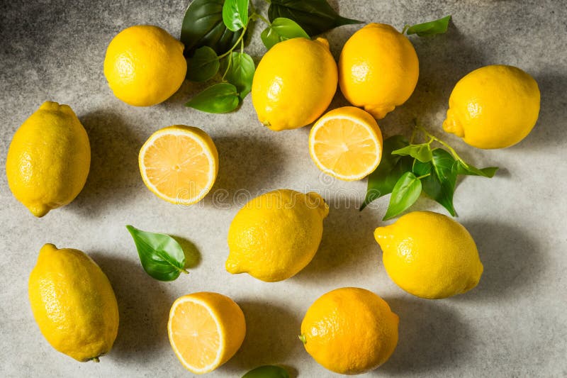 Organic Raw Yellow Seedless Lemons Stock Photo - Image of juicy, peel ...