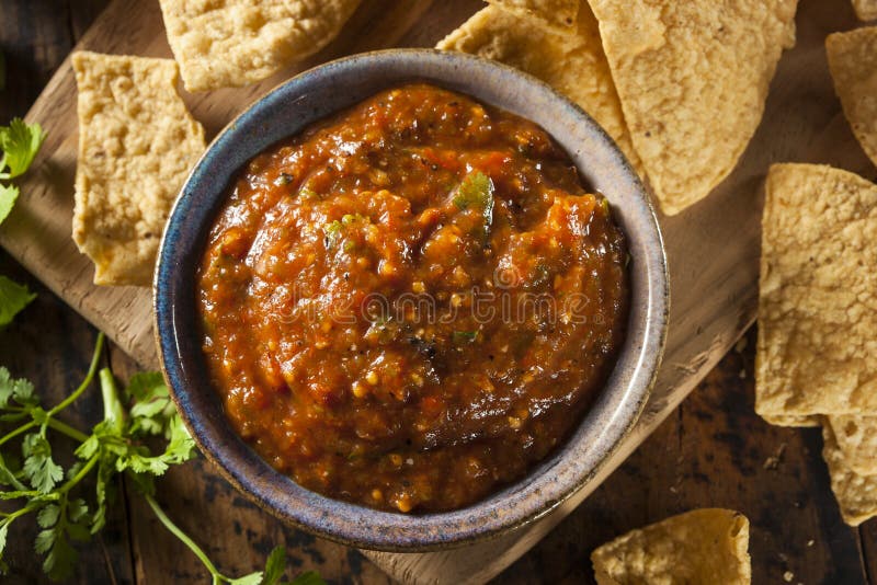 Organic Red Spicy Salsa stock image. Image of corn, limes - 39370931
