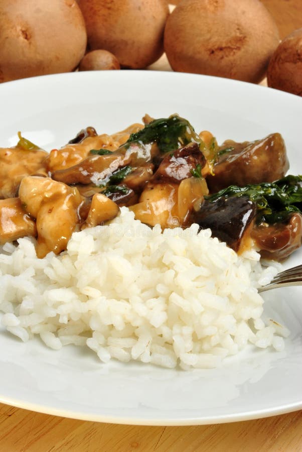 Organic Rice with Grilled Chicken and Vegetable Stock Image - Image of ...