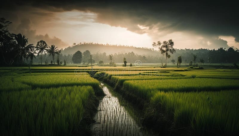 Organic Rice Harvested at Sunset, Bali S Beauty Generated by AI Stock ...