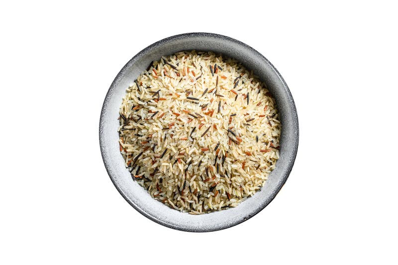 Organic Rice, Mixed Rice in a Bowl. Isolated on White Background. Stock ...
