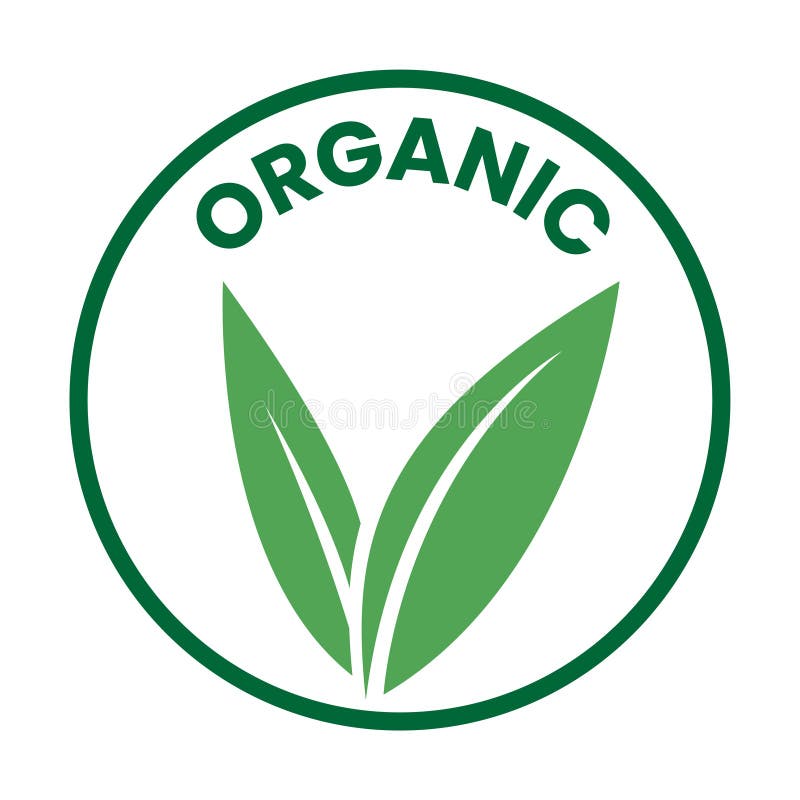 Organic Round Icon with Green Leaves and Dark Green Text - Icon 1 Stock ...