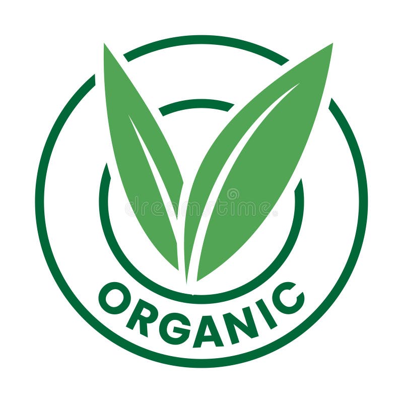 Organic Round Icon with Green Leaves and Dark Green Text - Icon 5 Stock ...