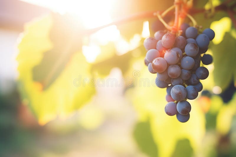 Organic Sangiovese Grapes with a Sun Flare Stock Photo - Image of ...