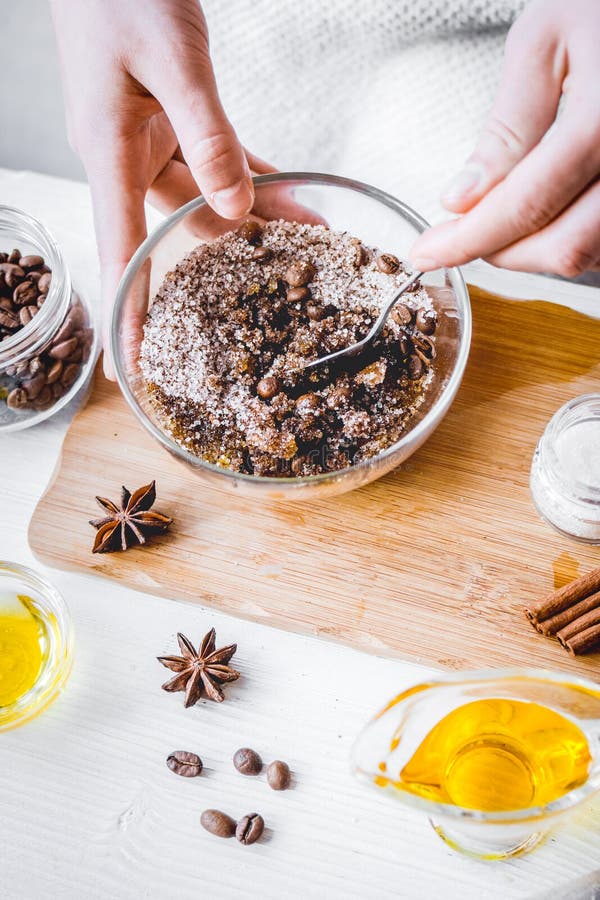 Organic Scrub Handmade at Home with Hands Stock Photo - Image of ...