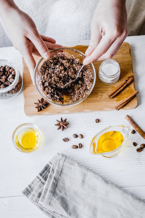 Organic Scrub Handmade at Home with Hands Stock Photo - Image of ...