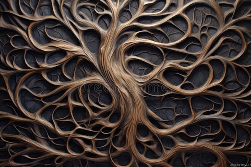 Organic Sculpting: Modern Tree on Wood Material with Tangled Forms in ...