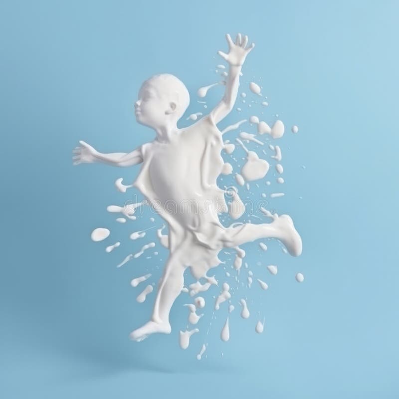 The Organic Shape and Pattern of White Liquid in Mid-air Against a ...