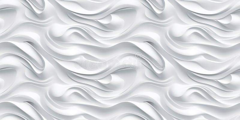Organic Shapes Background, White 3d Seamless Pattern, Soft Wavy Texture ...