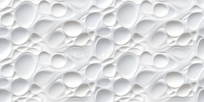 Organic Shapes Background, White 3d Seamless Pattern, Soft Wavy Texture ...