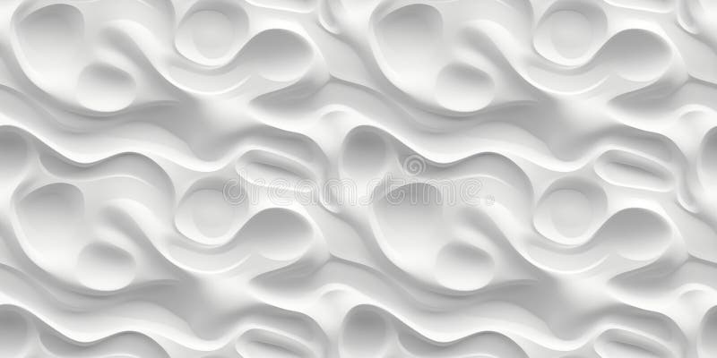 Organic Shapes Background, White 3d Seamless Pattern, Soft Wavy Texture ...