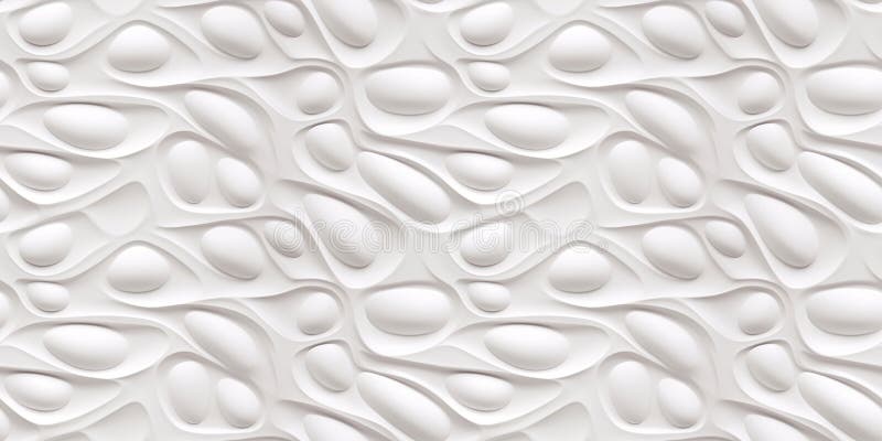 Organic Shapes Background, White 3d Seamless Pattern, Soft Wavy Texture ...