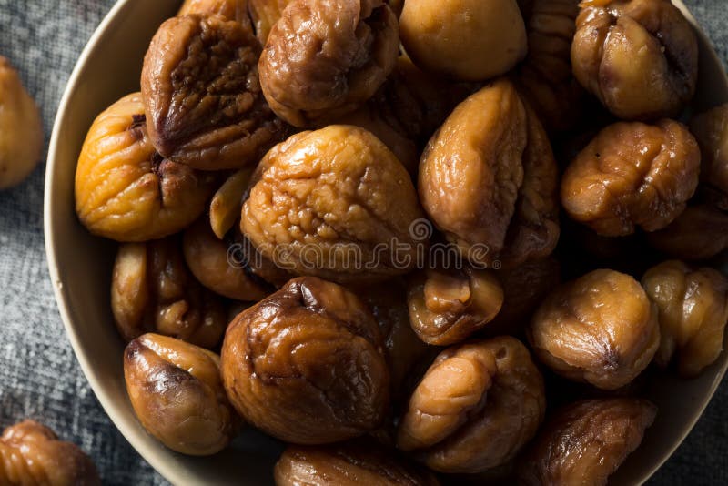 Organic Shelled Roasted Chestnuts Stock Image - Image of chestnut ...
