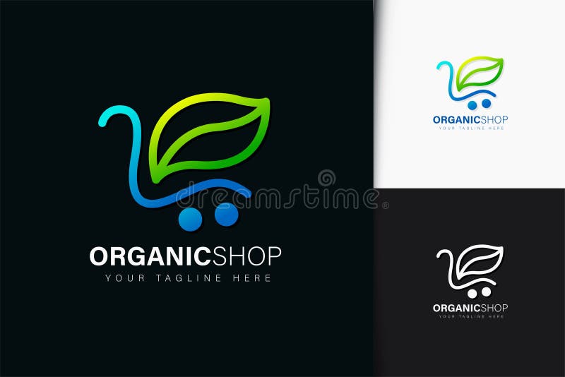 Organic Shop Logo Design with Gradient Stock Vector - Illustration of ...