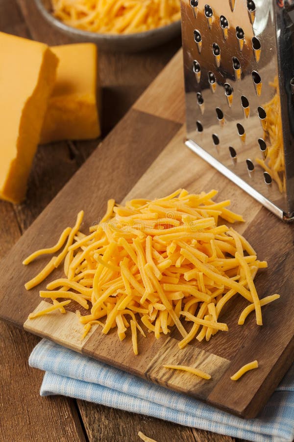 Organic Shredded Sharp Cheddar Cheese Stock Image - Image of product ...