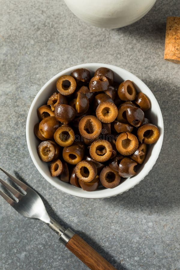 Organic Sliced Black Brown Olives Stock Image - Image of ripe, tasty ...