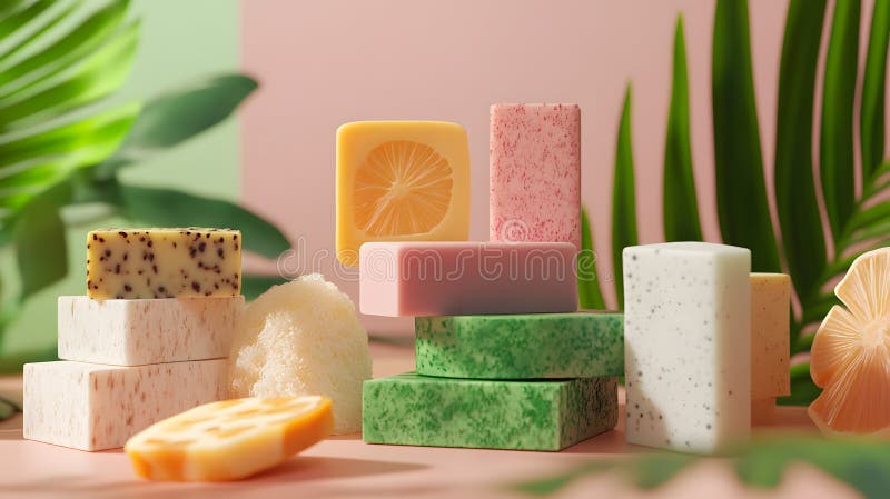 Organic Soap Bars with Natural Textures and Colors. Stock Illustration ...