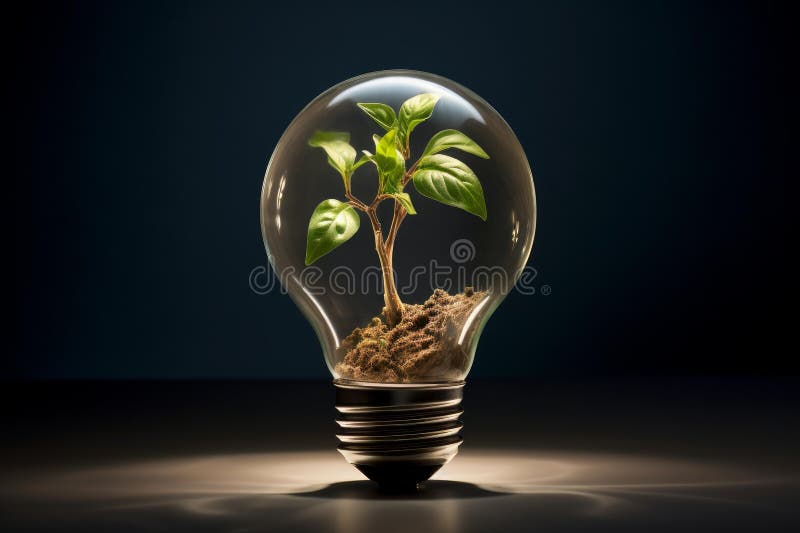 Organic Sprout Idea Bulb Tree. Generate Ai Stock Illustration ...